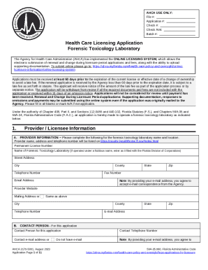 Forensic Toxicology Laboratory Application, AHCA 3170 ... Doc Template ...