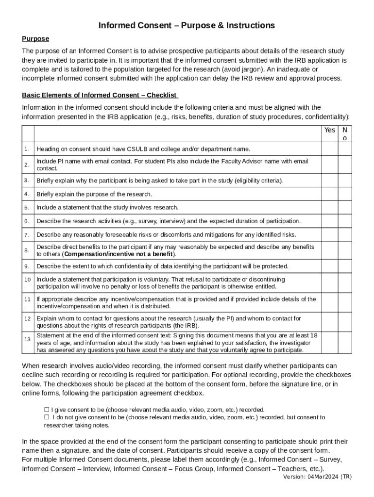 Ined Consent - Purpose & Instructions Doc Template | pdfFiller