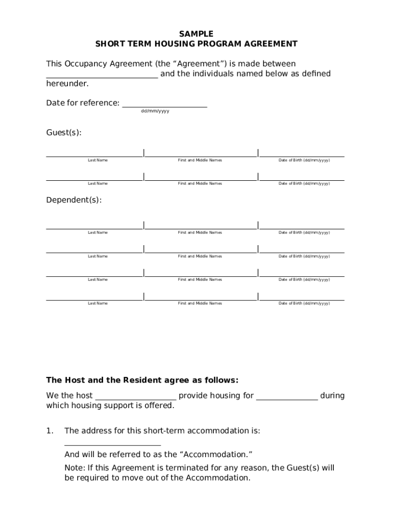 SAMPLE-Occupancy-Agreement. ... Doc Template | pdfFiller