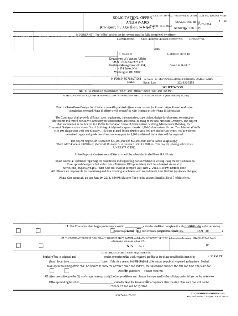 SECTION A - SOLICITATION/CONTRACT 100 Doc Template | pdfFiller