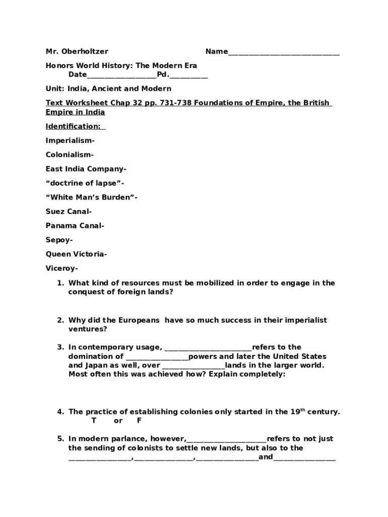 Chapter 32: The Building of Global Empires - Chapter Outline Doc ...