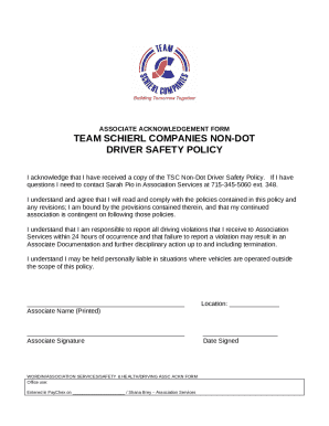 ASSOCIATE ACKNOWLEDGEMENT Doc Template | pdfFiller