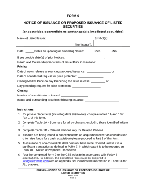 NOTICE OF ISSUANCE OF LISTED SECURITIES - 6-K Doc Template | pdfFiller