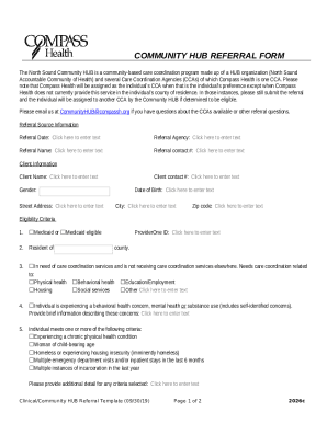community hub referral Doc Template | pdfFiller
