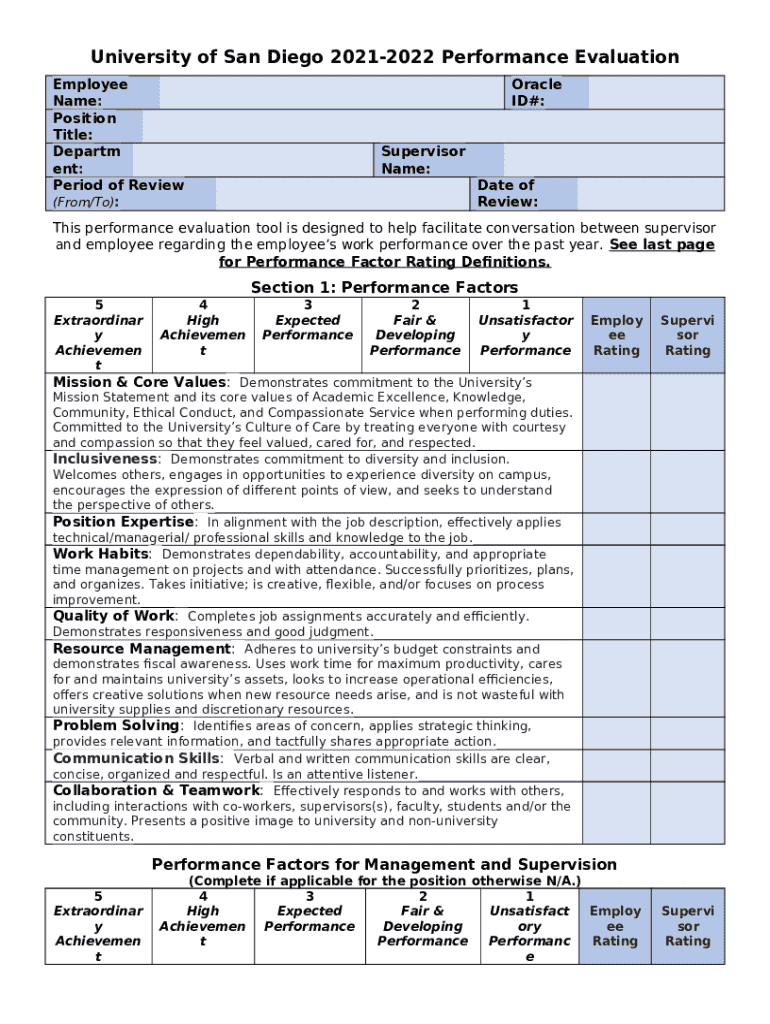 OA Perance Evaluation : Structured Approach Doc Template | pdfFiller