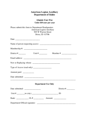 Fillable Online American Legion Auxiliary Department of Idaho Alamis ...