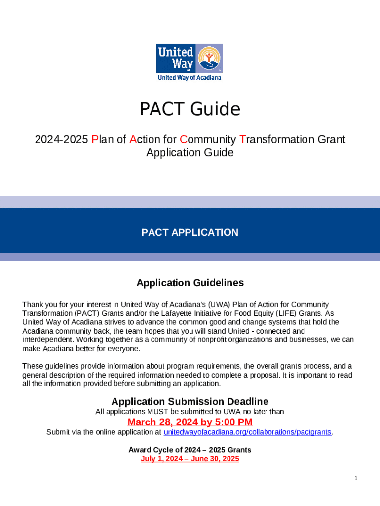 2024-2025 PACT Grant Application Organization Ination Doc Template ...