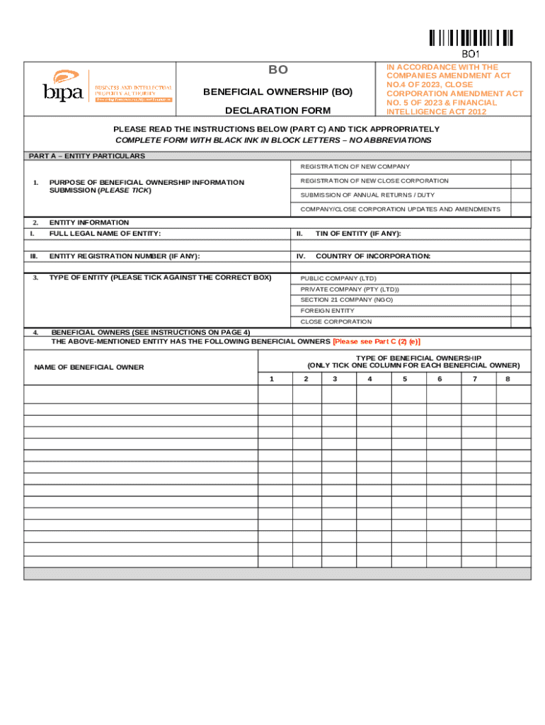 1 BENEFICIAL OWNERSHIP (BO) DECLARATION Doc Template | pdfFiller