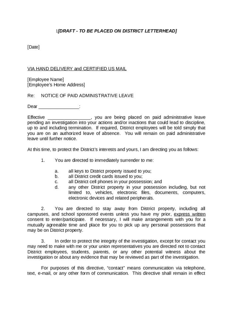 Sample Paid Administrative Leave Letter.docx - PLACE ON... Doc Template ...