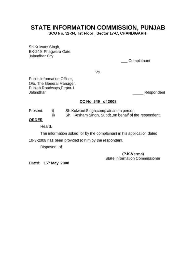 Punjab Ination Commission - Punjab government Doc Template | pdfFiller