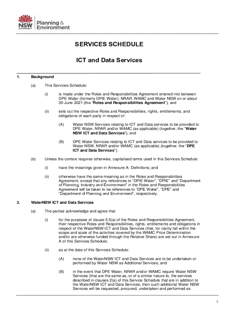 Fillable Online Roles and Responsibilities Agreement - DPIE Water Fax ...