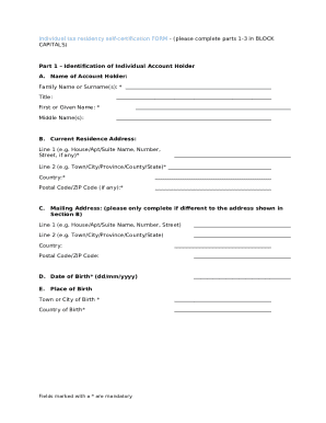 CRS Self Certification For IndividualsPDF Doc Template | pdfFiller