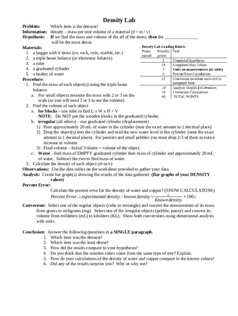 Solved The purpose of this lab is to calculate density. ... Doc ...