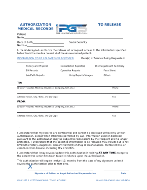 I, the undersigned, authorize the release of, or request access to the ination specified below ...