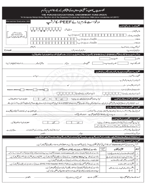Fillable Online the punjab educational endowment fund (peef) - Lahore ...