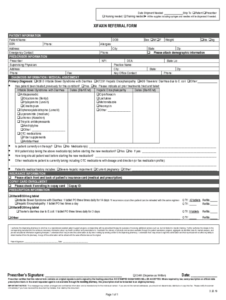 Fillable Online Acaria Health - VA-CT-Xifaxin Referral Form. Xifaxin ...