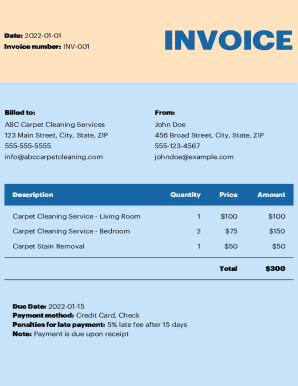 Carpet Cleaning Invoice Template - Fill, Edit, Sign, Download & Print ...
