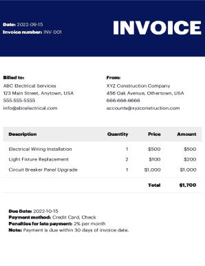 Electrical Contractor Invoice Template - Fill, Edit, Sign, Download ...