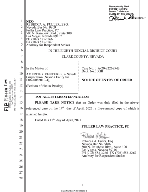 Fillable Online Notice of Entry of Order 4-15-21.docx Fax Email Print ...