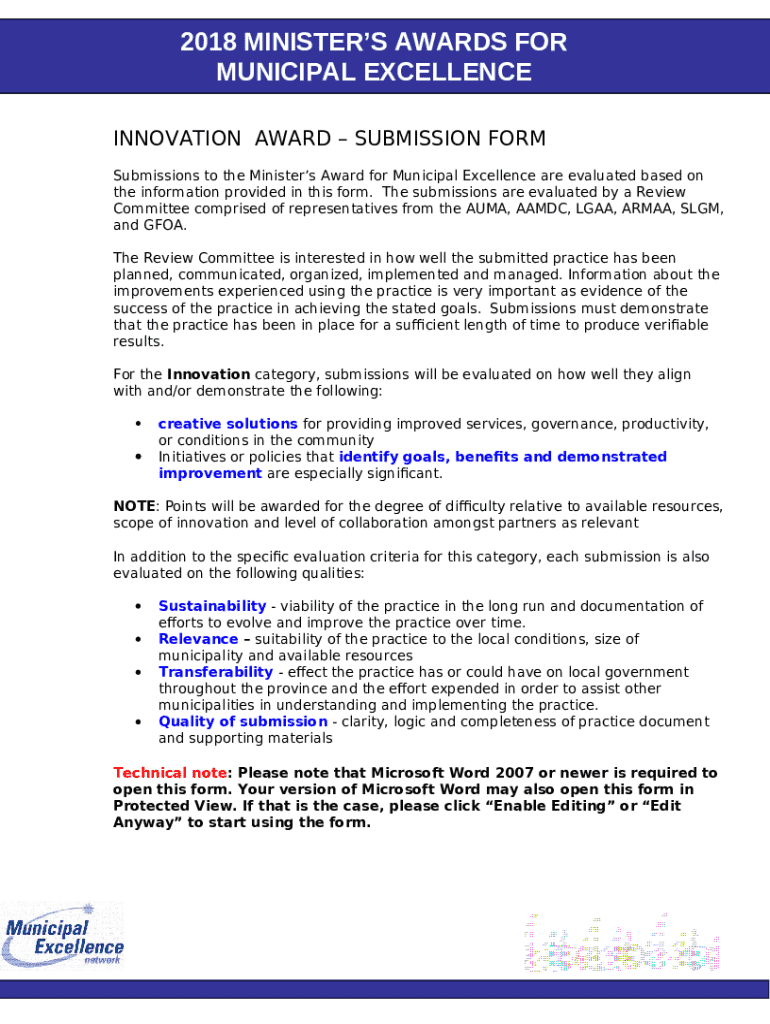 2018 Minister's Awards of Municipal Excellence - Innovation Category ...