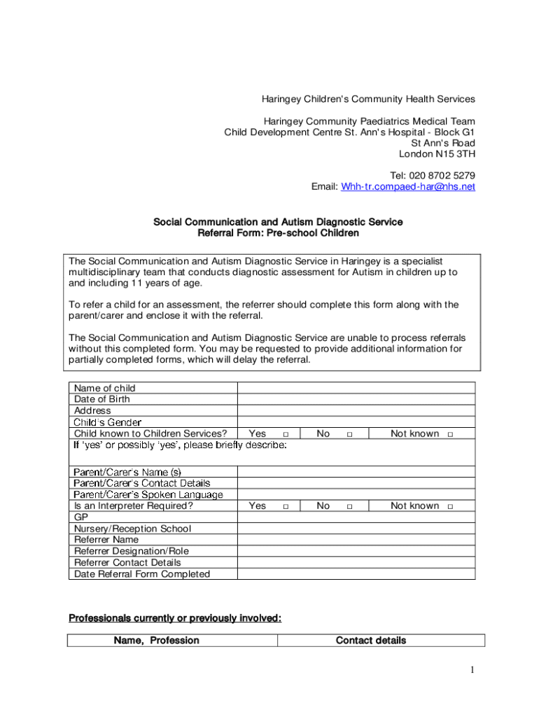 Fillable Online Social Communication and Autism Diagnostic Service ...