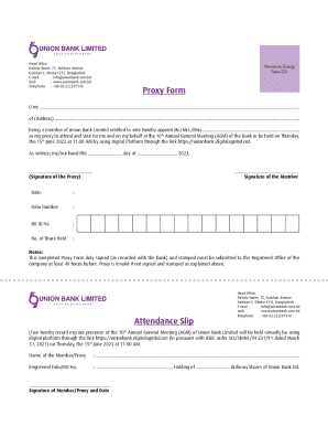 Fillable Online PROXY FORM ATTENDANCE SLIP Fax Email Print - pdfFiller