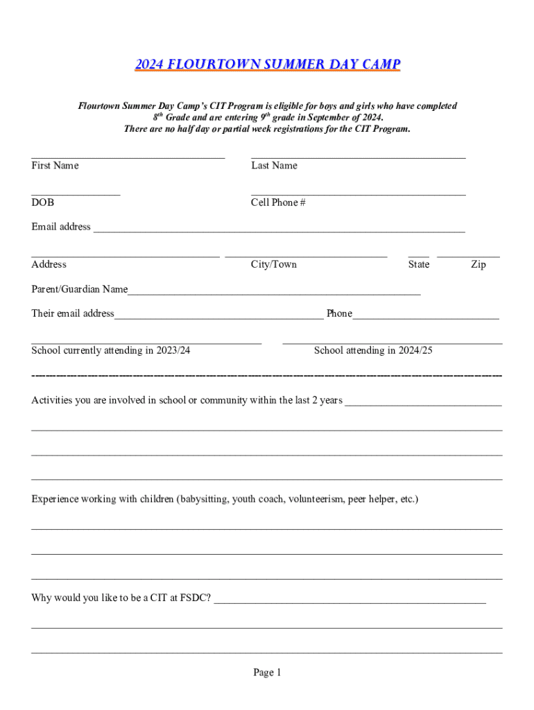 Fillable Online cit application guidelines and program expectations Fax ...