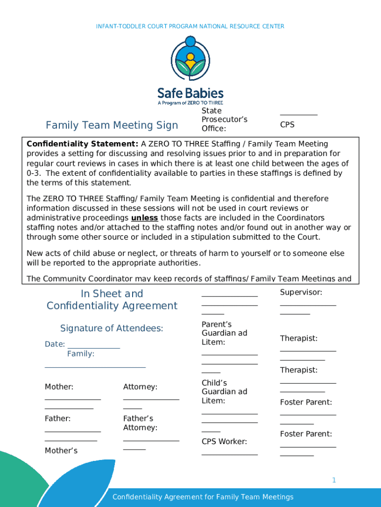 Family Team Meeting Sign In Sheet and Confidentiality Agreement Doc ...