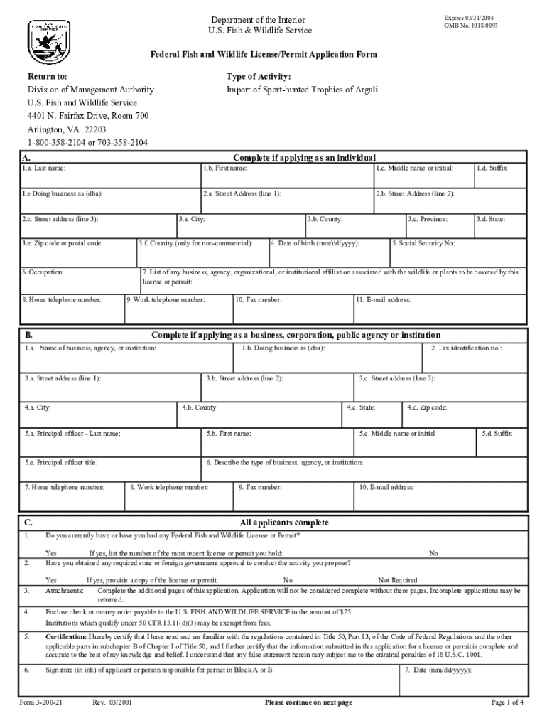 Fillable Online Fillable Online FWS 3-200-27; U.S. Fish and Wildlife ... Fax Email Print - pdfFiller