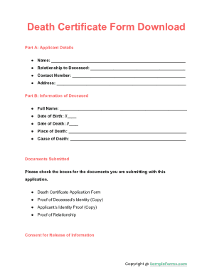 Fillable Online DEATH CERTIFICATE FORM (PLEASE PRINT OR TYPE) Fax Email ...