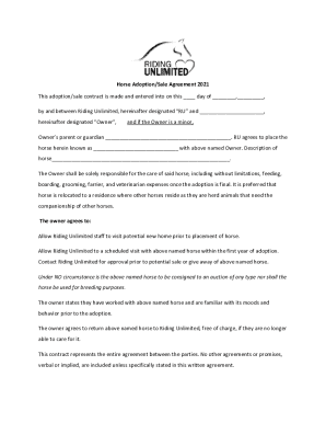 Fillable Online Horse Adoption Agreement Form Fax Email Print - pdfFiller