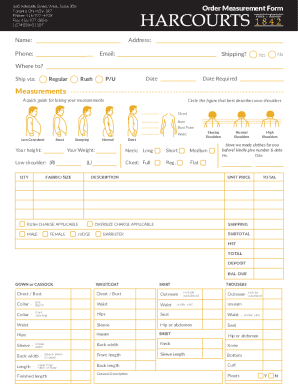 Fillable Online Order Measurement Form - Toronto - Harcourts Fax Email Print - pdfFiller