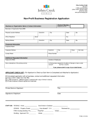 Fillable Online Non-Profit Business Registration Application Fax Email ...