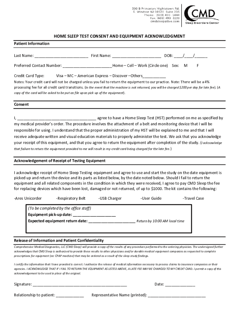 Fillable Online form a: requisition for home sleep apnea test (hsat ...