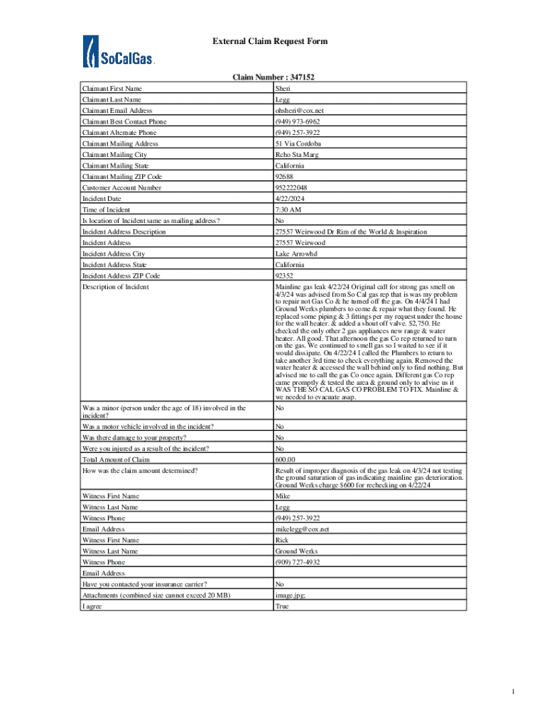 Fillable Online CLAIM FORM Name of Claimant - Marin County Fax Email ...