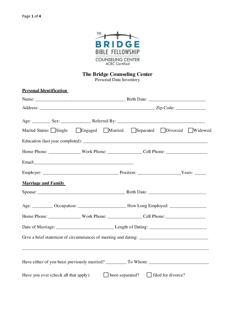 Fillable Online Personal Data Inventory (optional) - East Side Baptist ...
