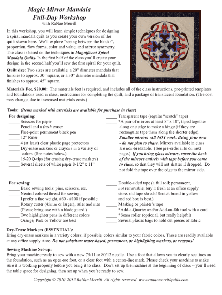 Fillable Online Has anyone made a spiral mandala quilt like RaNae Merrill? Fax Email Print ...