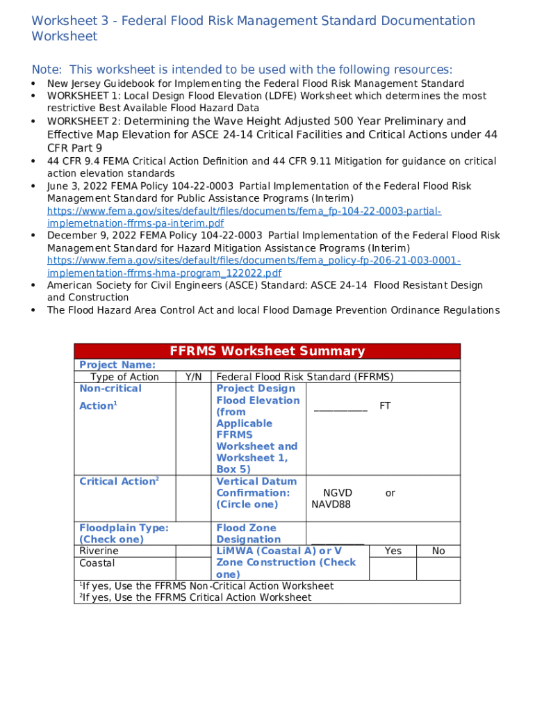 Worksheet 3Federal Flood Risk Management Standard ... Doc Template ...