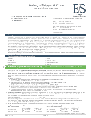 Ausfüllbar Online Antrag - Skipper & Crew Fax Email Drucken - pdfFiller