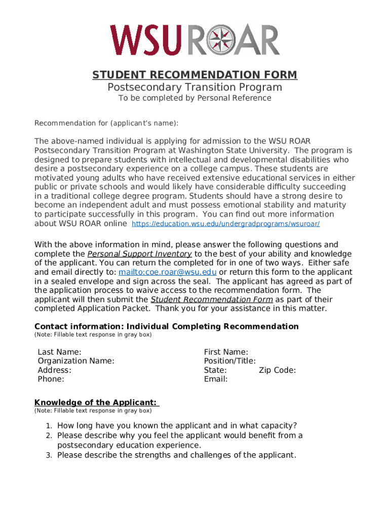 3 Sample Recommendation Letters for Students - education wsu Doc ...
