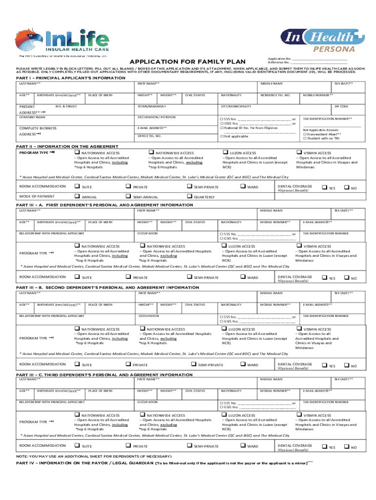 Fillable Online application for family plan Fax Email Print - pdfFiller