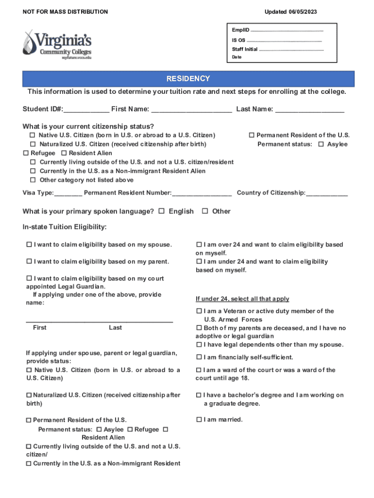 Fillable Online Domicile Determination Form Eligibility for in-state ...