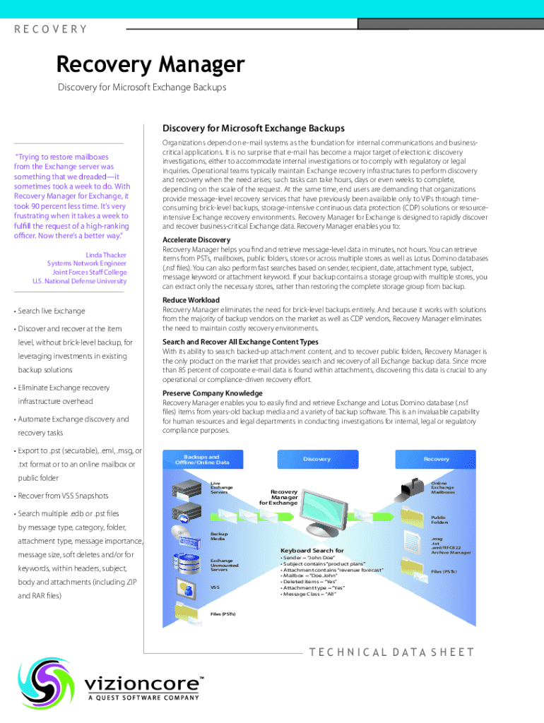 Fillable Online Recover deleted messages in a user's mailbox ... Fax ...