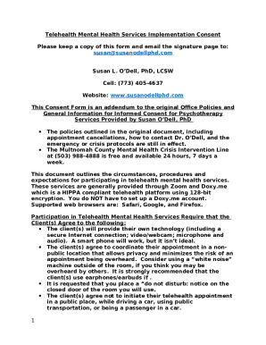Telehealth Consent : Substance Use & Mental Health Doc Template | pdfFiller