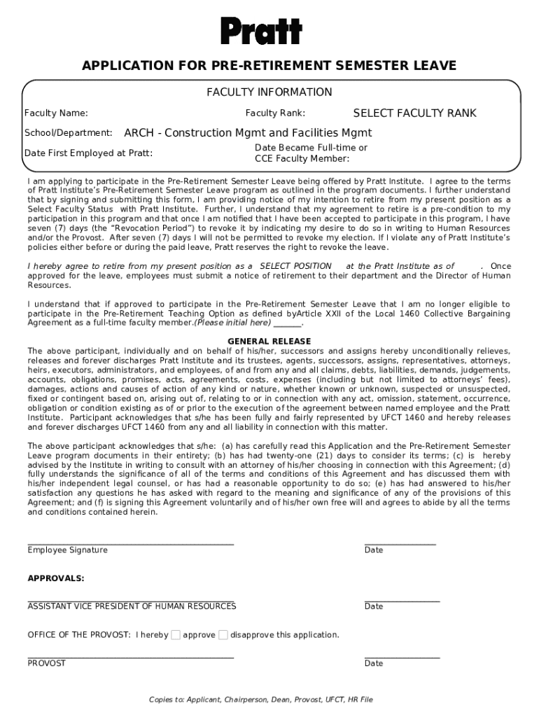 Pre-Retirement Leave Policy Doc Template | pdfFiller