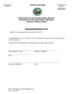 Acknowledgement - NV-DCFS Doc Template | pdfFiller