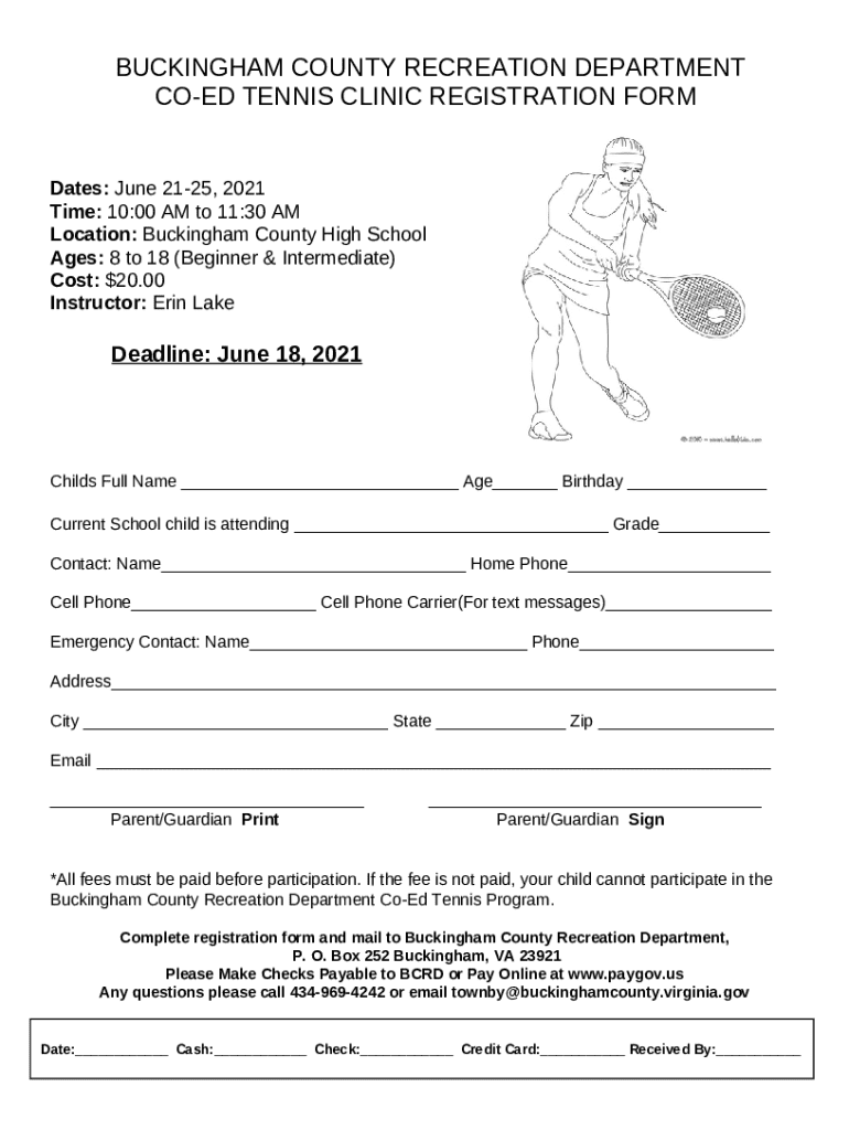 BEGINNER YOUTH CLINIC REGISTRATION Doc Template | pdfFiller