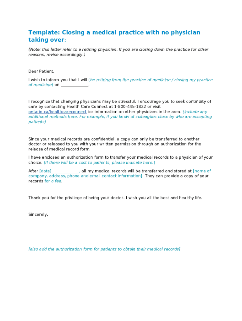 Sample Patient Notification Letter Doc Template | pdfFiller