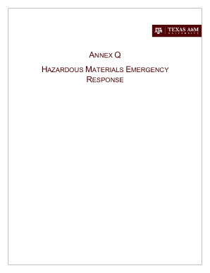Fillable Online Annex Q. Hazardous Materials Emergency Response Annex of the TAMU EOP Fax Email ...