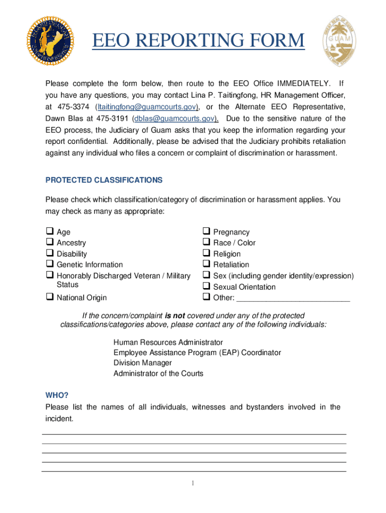 Fillable Online EEO REPORTING FORM Fax Email Print - pdfFiller